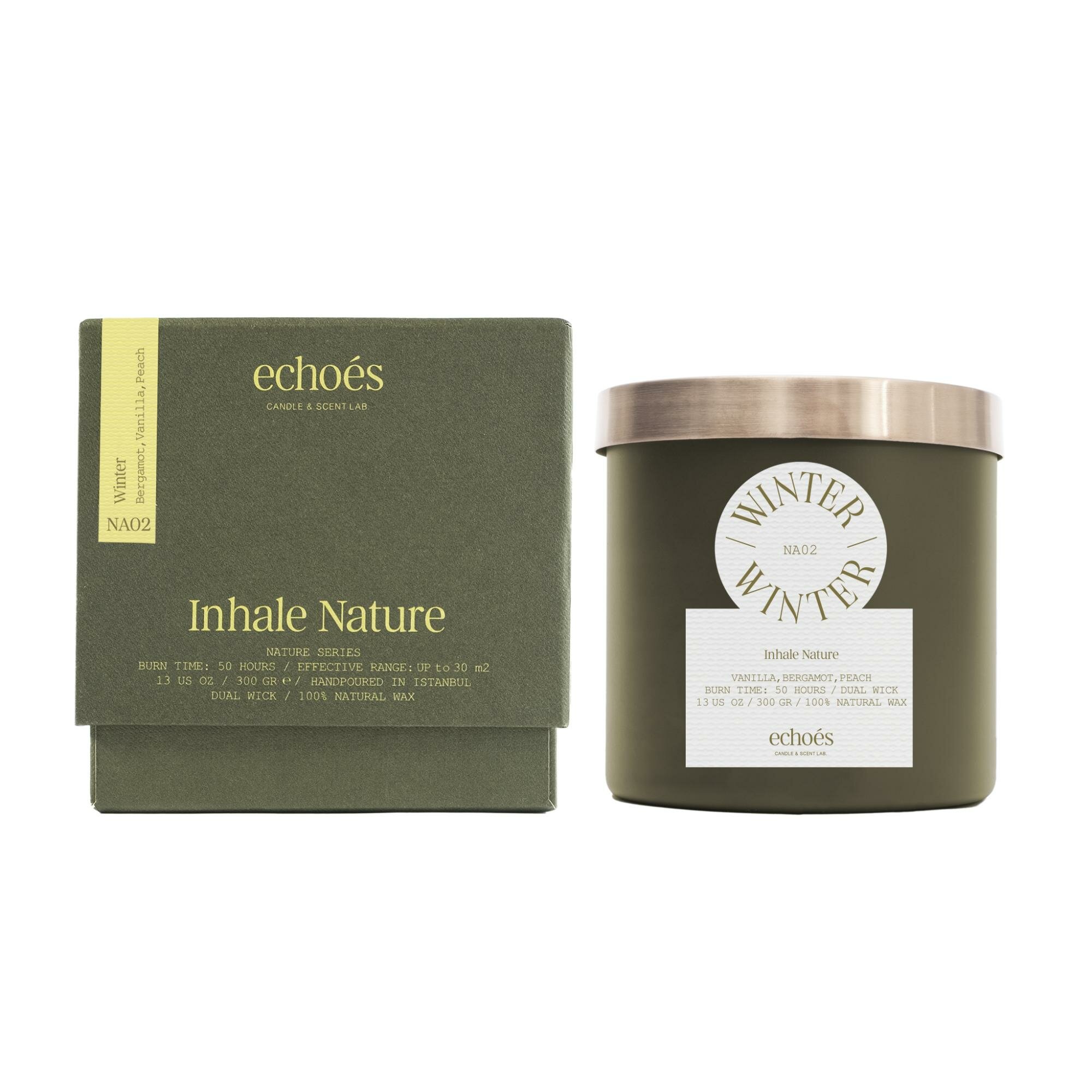 ECHOES Winter Medium Candle 300g Средняя свеча с двумя фитилями с крышкой в подарочной упаковке, 300 гр.