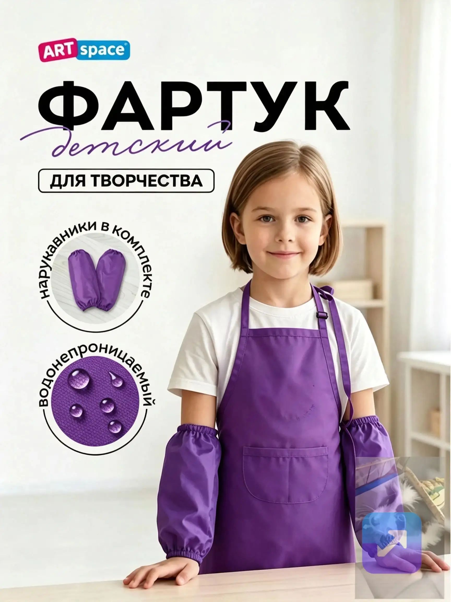 Фартук с нарукавниками для рисования, для труда. wl