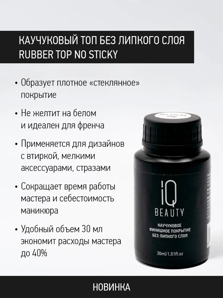 IQ BEAUTY, Каучуковое финишное покрытие без липкого слоя с кальцием, 30 мл