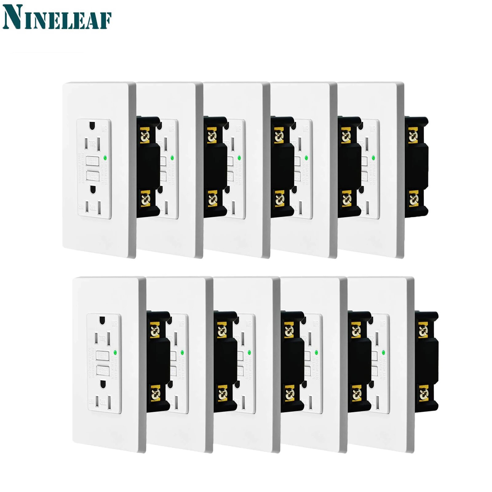 NineLeaf розетка GFCI 15А, Black, Standard 5PK