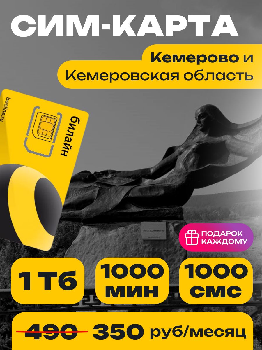 Сим-карта Билайн тариф Эксклюзивный Хит Кемеровская область 1000 Гб и 1000 минут за 350 руб.
