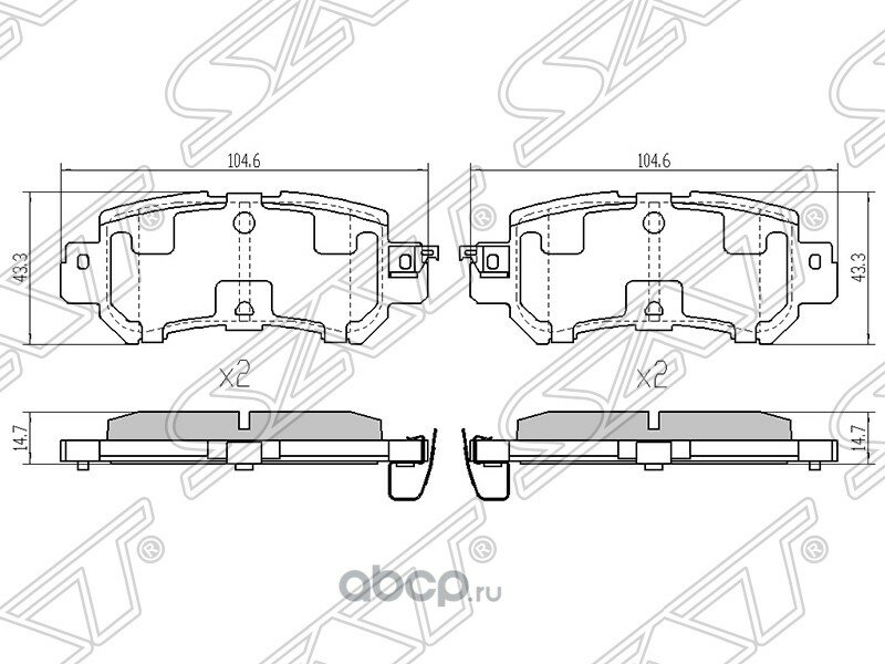 Колодки тормозные (Сзади) Mazda CX-5 11-17 / CX-3 14- Sat ST-K0Y1-26-48Z