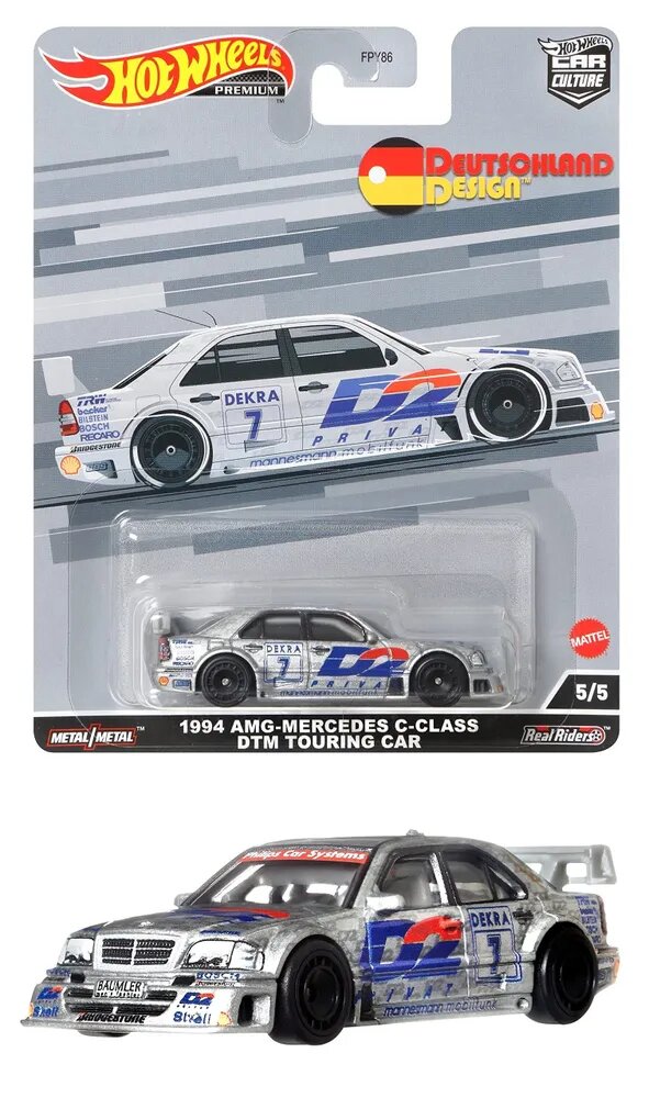 Машинка коллекционная Mattel Hot Wheels Premium Car Culture: FPY86 1994 AMG-MERCEDES C-CLASS DTM TOURING CAR