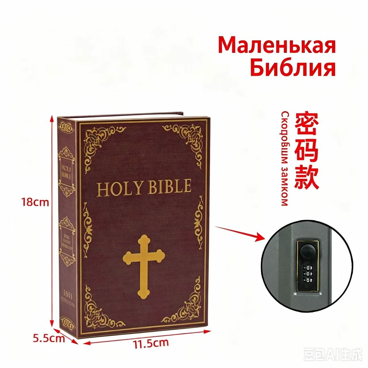 Сейф для денег и документов - книга с кодовым замком,11X18CM
