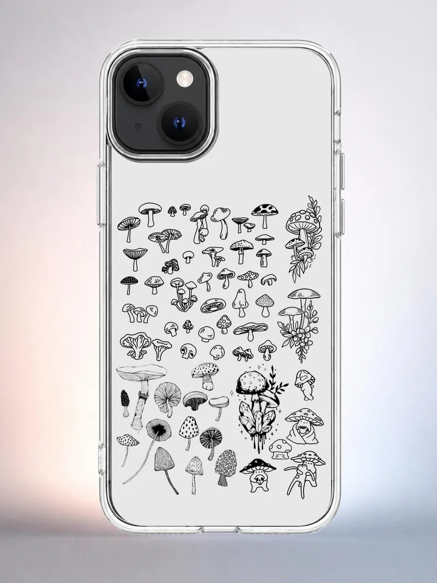 Чехол iPhone 13 грибы ботаника набор силиконовый