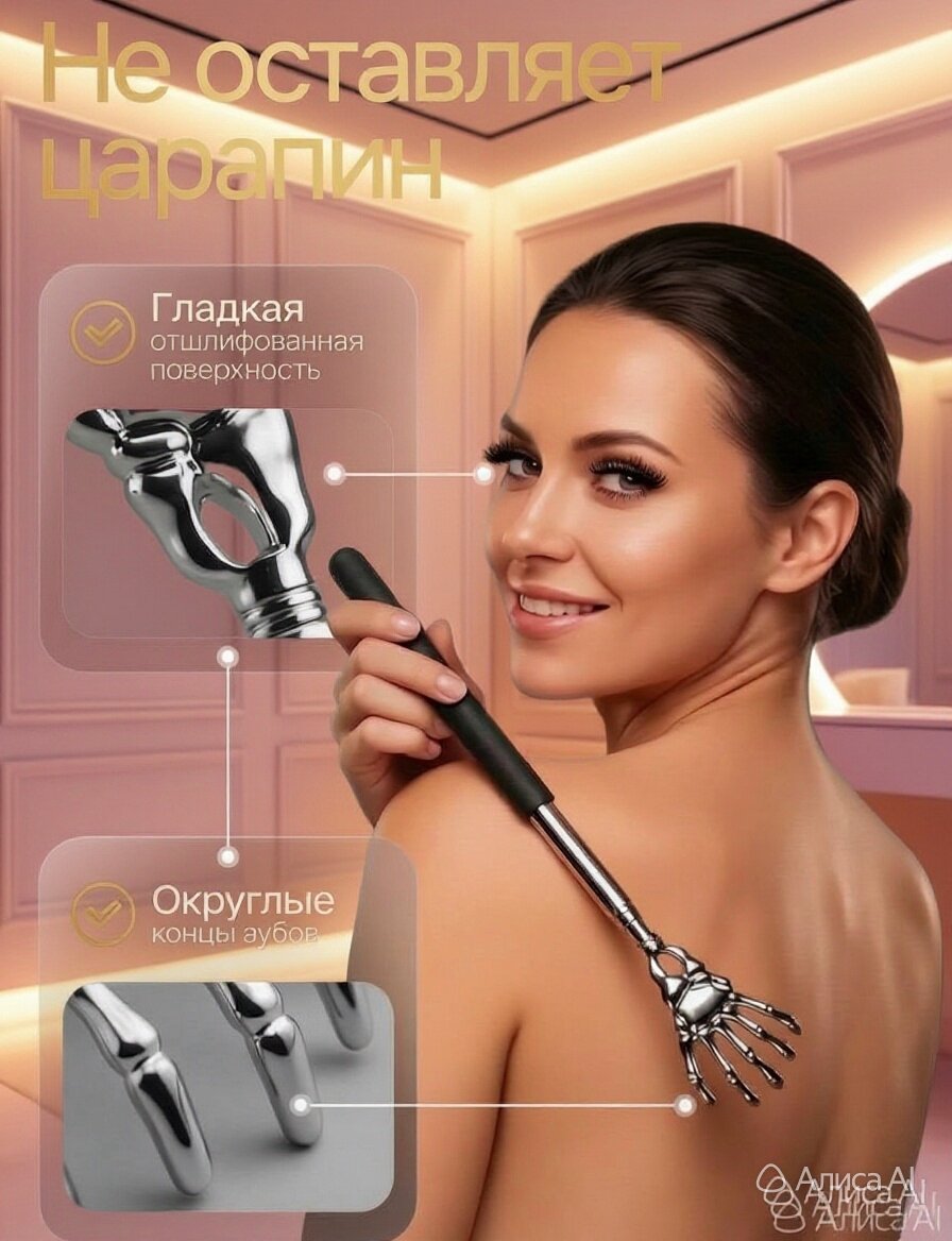 Чесалка для спины раздвижная металлическая 21-58см Well-Sam