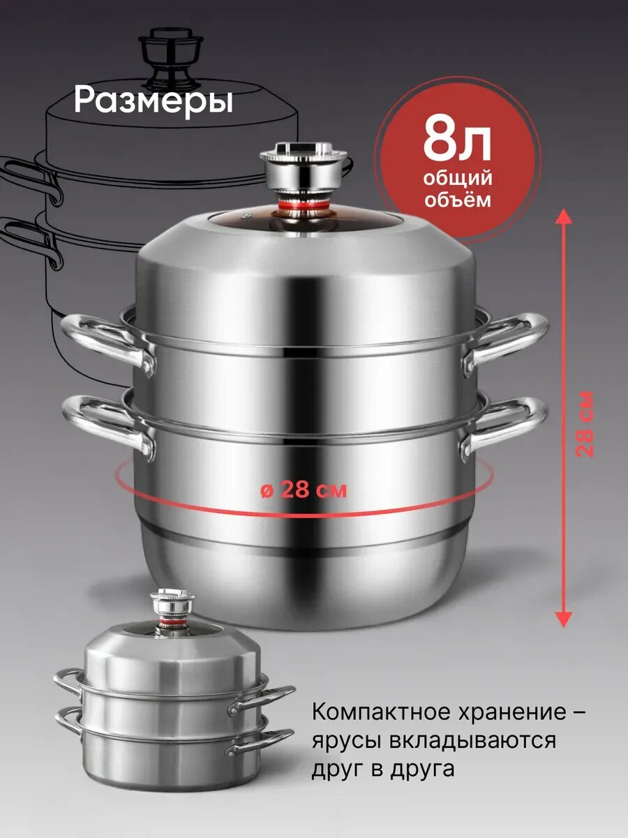 Мантоварка с таймером из нержавеющей стали