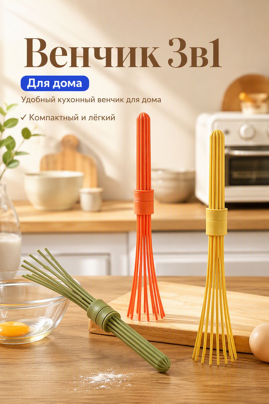 Венчик для кухни складной, ручной, для взбивания яиц и сливок, для выпечки и смешивания, компактный