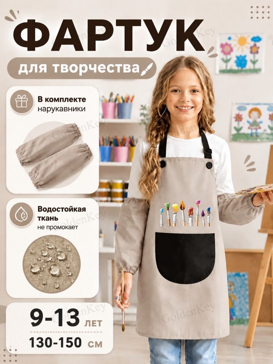 Фартук для рисования и творчества с нарукавниками детский-