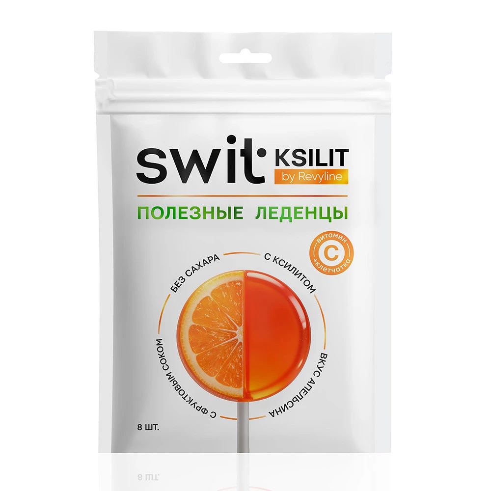 Леденцы на палочке Swit by Revyline Ksilit Апельсин, 8 шт.
