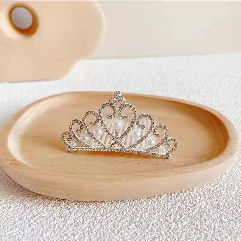 Королевский коронный ободок с стразами для девочек, крупный размер, розово-красный