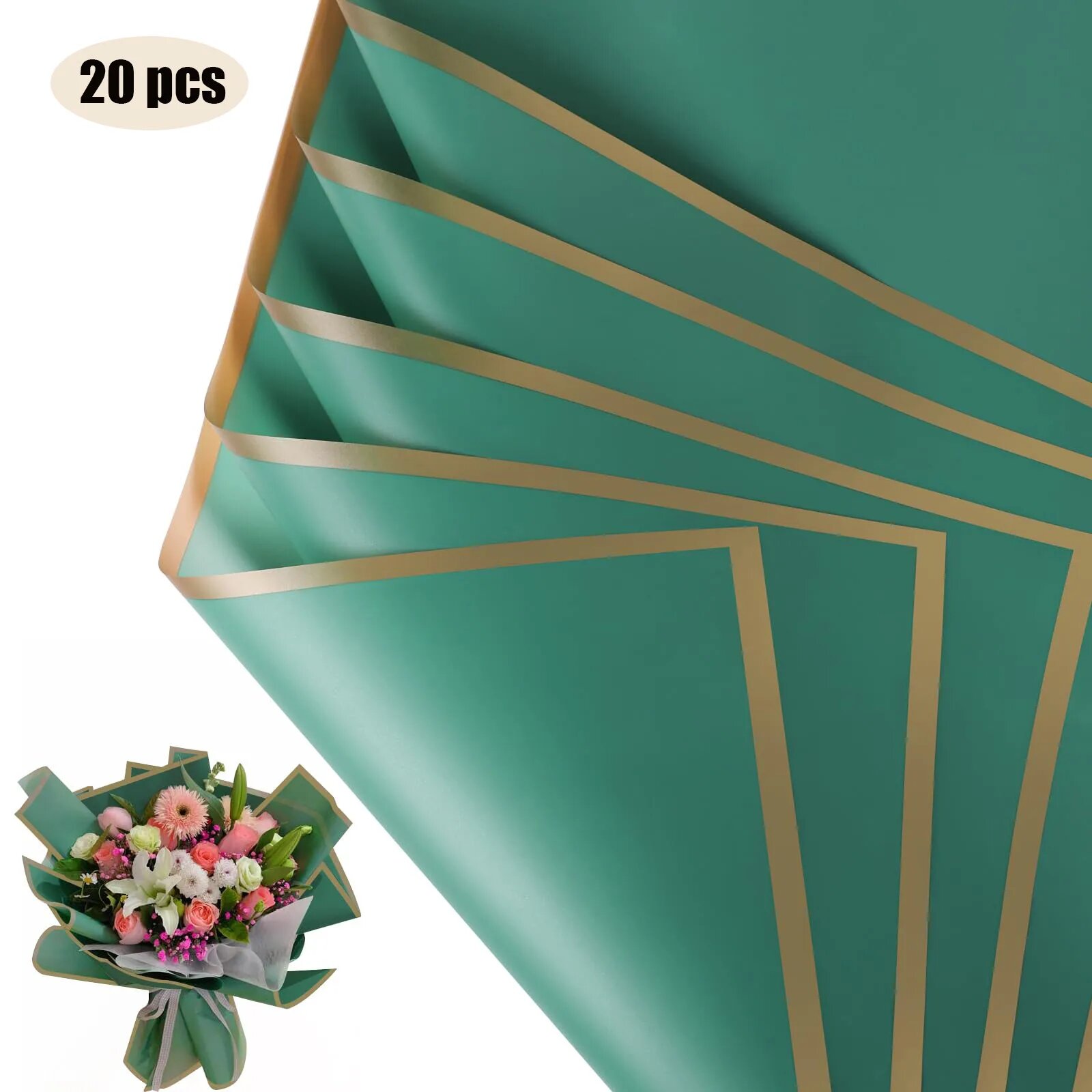 Водонепроницаемая обертка для букетов 20 шт. Зеленый, 09-Dark-green-20psc