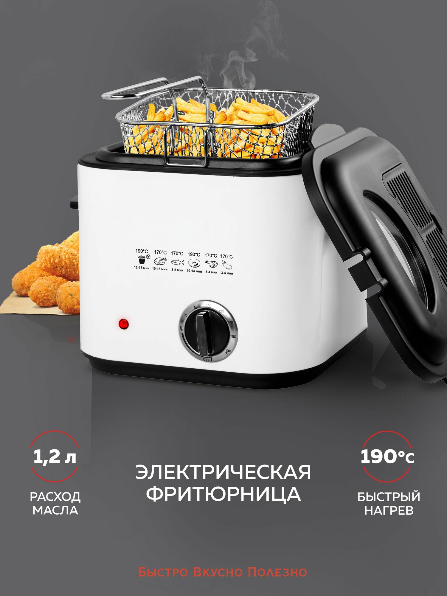 Фритюрница электрическая со съемной корзиной Easy Cook, 1.2 л