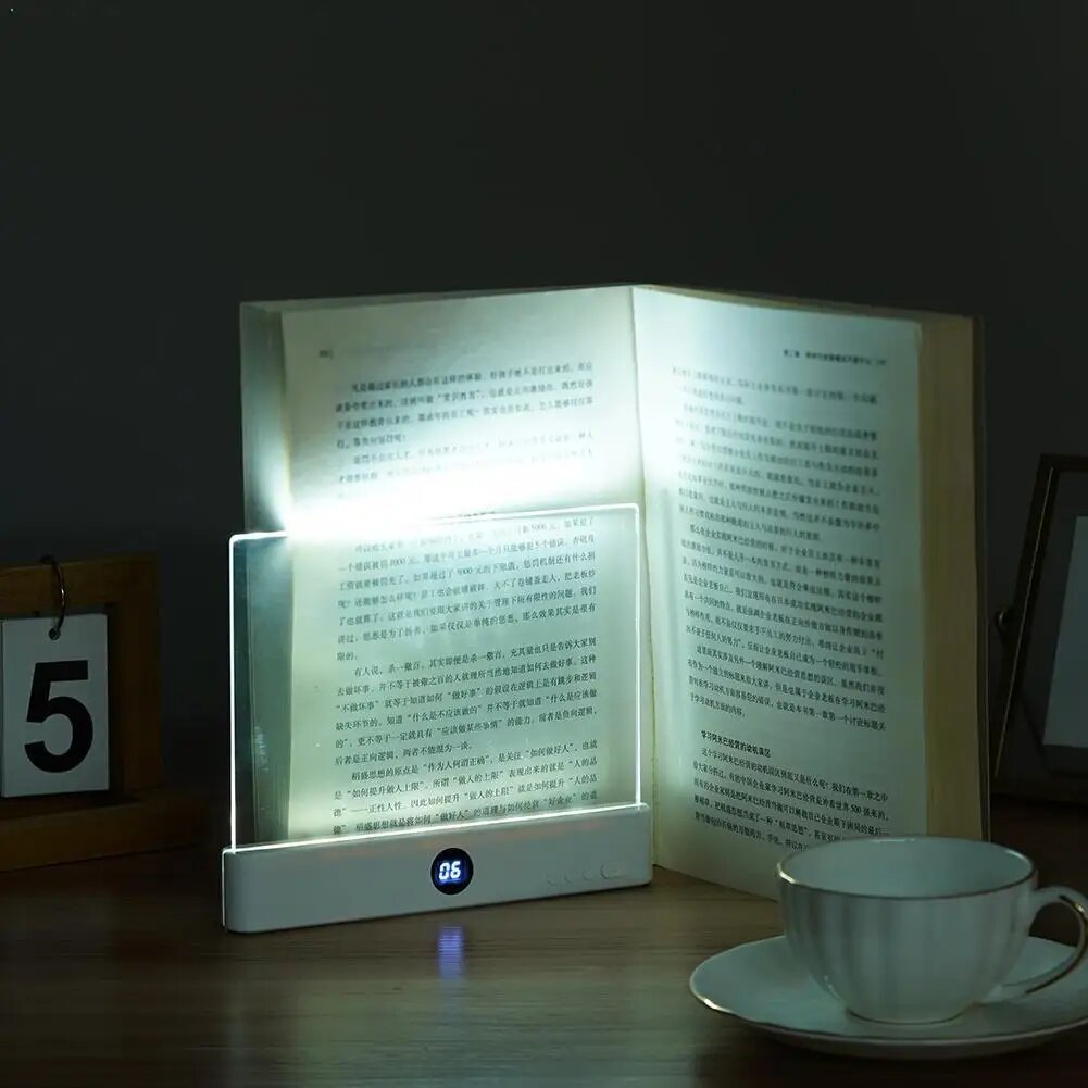 Умная светодиодная лампа для чтения, ночник для книг, перезаряжаемая плоская лампа для чтения black