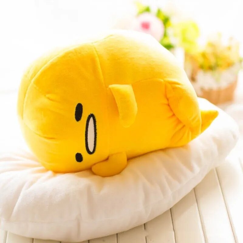 Ленивая милая подушка-яйцо 15 дюймов, мягкая игрушка Gudetama, плюшевая подушка, лежащая на боку.