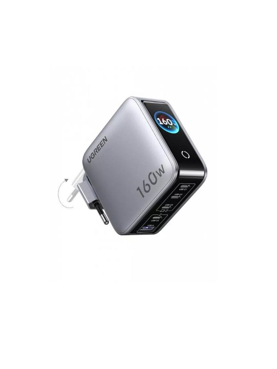 Сетевое зарядное устройство со складной вилкой Ugreen X774 USB A + 4 USB C 160W GaN Fast Charger (65637B), светло-серый