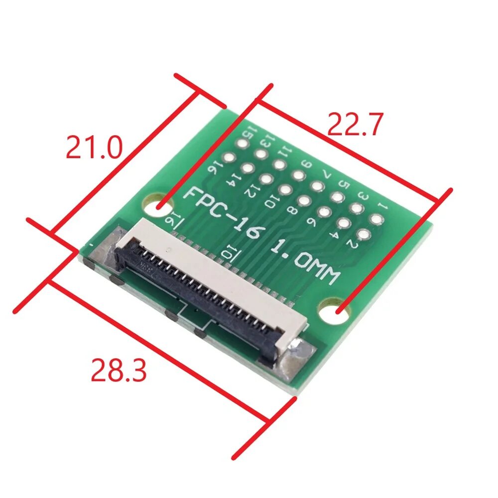 RTLECS Адаптер FPC/FFC 1.0 мм на 2.54x2.54 мм 4-60 контактов 24В 2PCS, 16 Pin