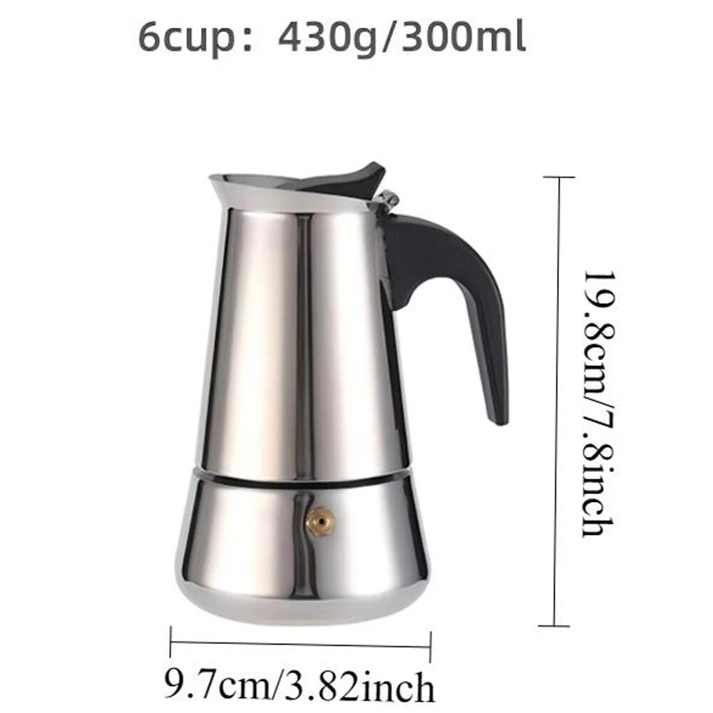 Кофеварка Moka Pot из нержавеющей стали, 300мл