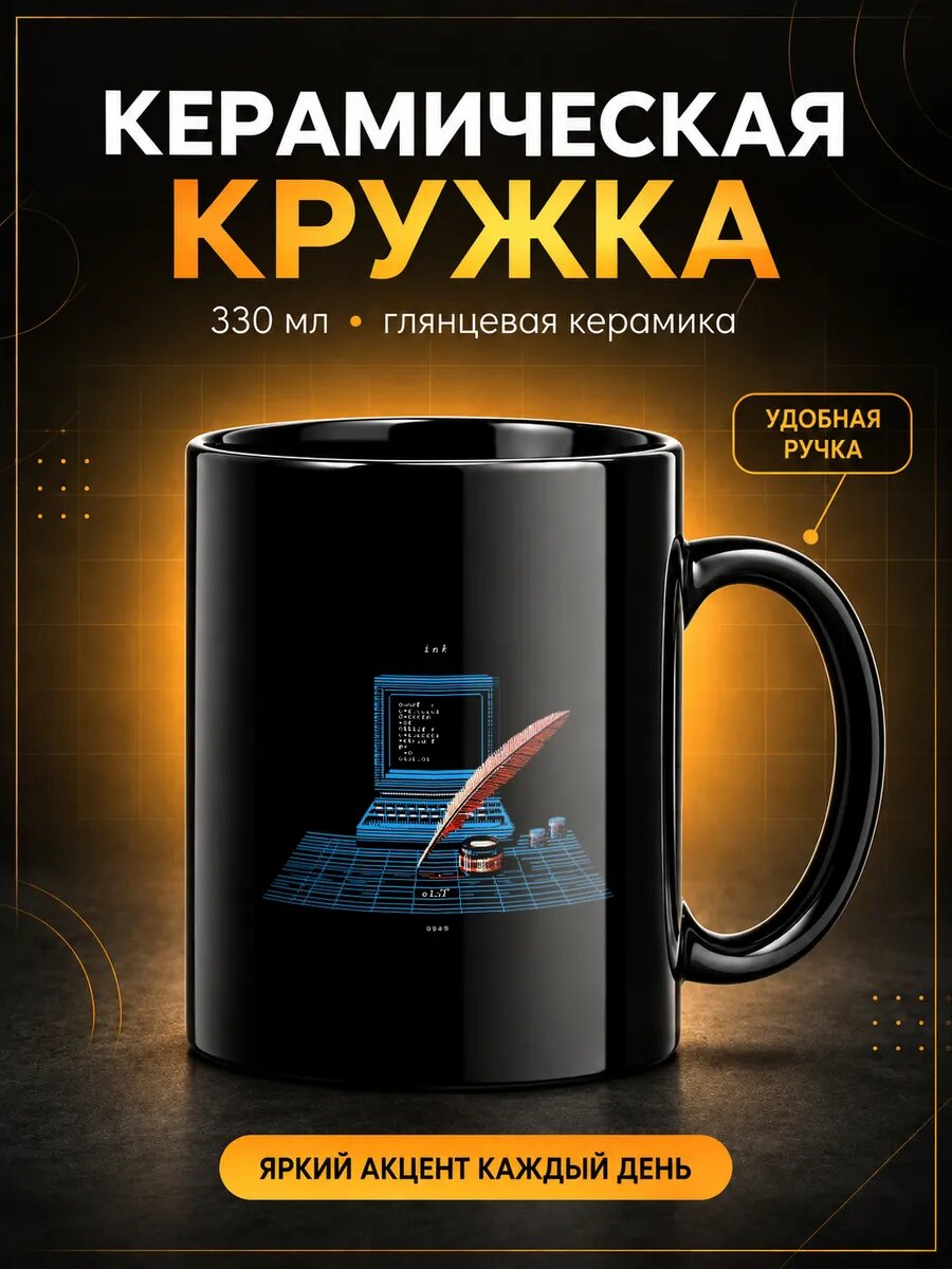Кружка керамическая TOP CUP, Для программиста, чёрная, 330 мл