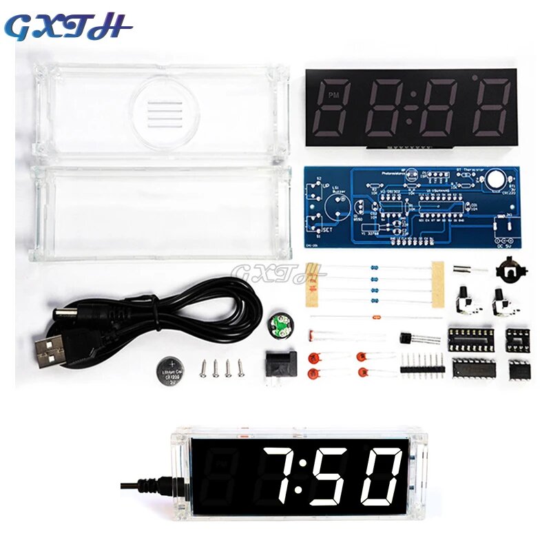 Цифровые часы на SMD-дисплее, набор для пайки, White