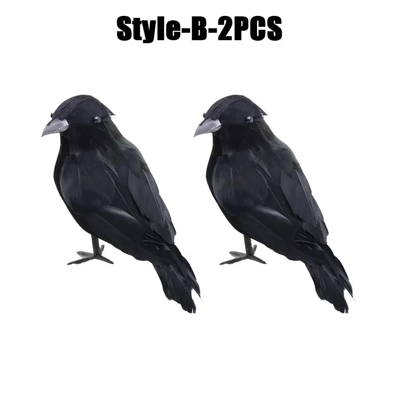 Черные перья вороны для декора Style B-2PCS