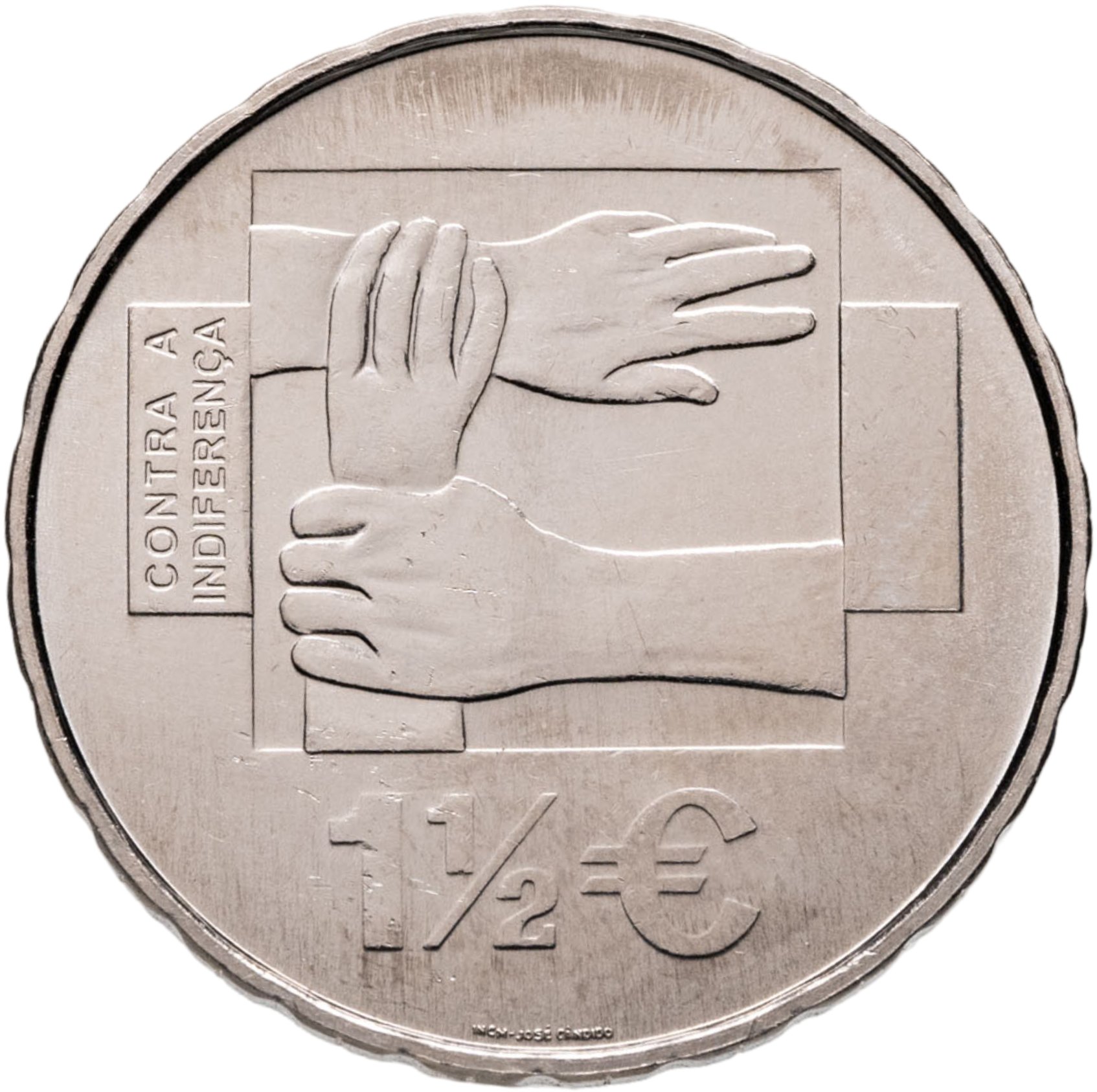 Португалия 1,5 евро euro 2008 "Международная медицинская помощь AMI", Мельхиор медь-никель, в сохранности UNC