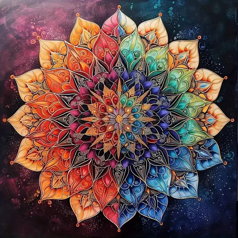 Набор для вышивки крестом Мандала цветок 30x30cm