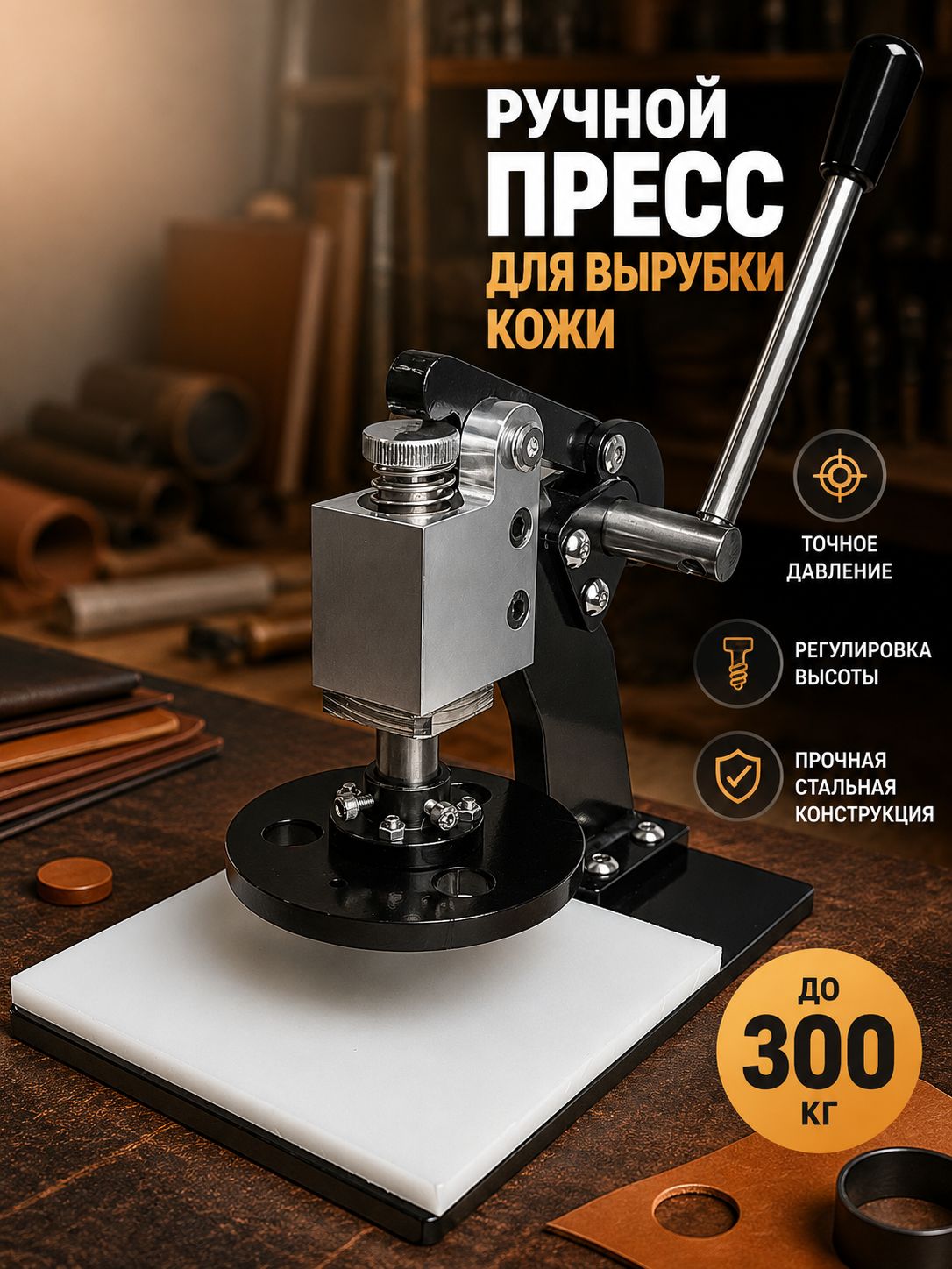 Компактный ручной пресс для вырубки и тиснения, 255 170 180 мм, для кожи, ткани и образцов