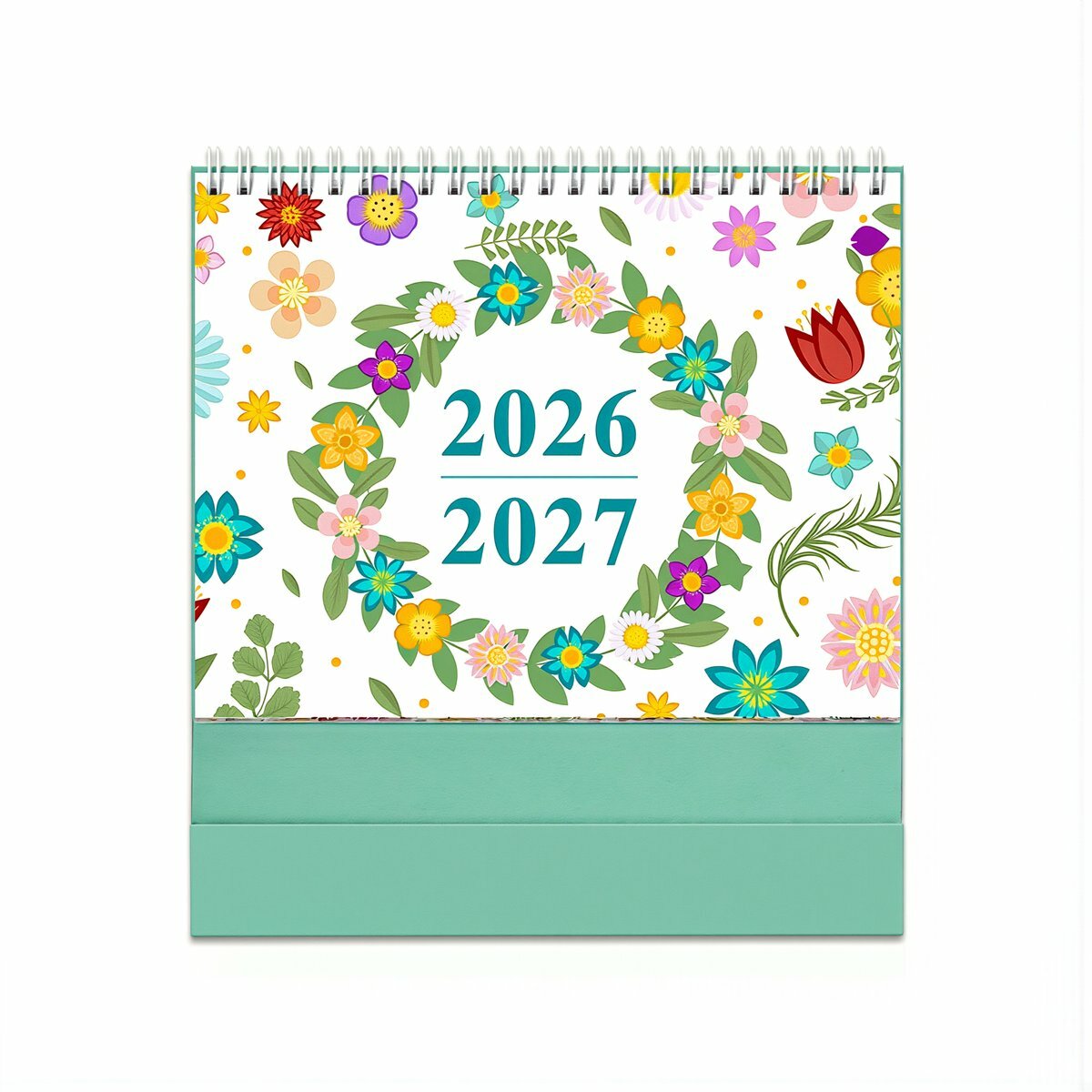 Настольный календарь английский 18 месяцев от июля 2026 до декабря 2027 с рисунком цветов планировщик для офиса дома контроль ежедневных дел, С1-Цветущие весной
