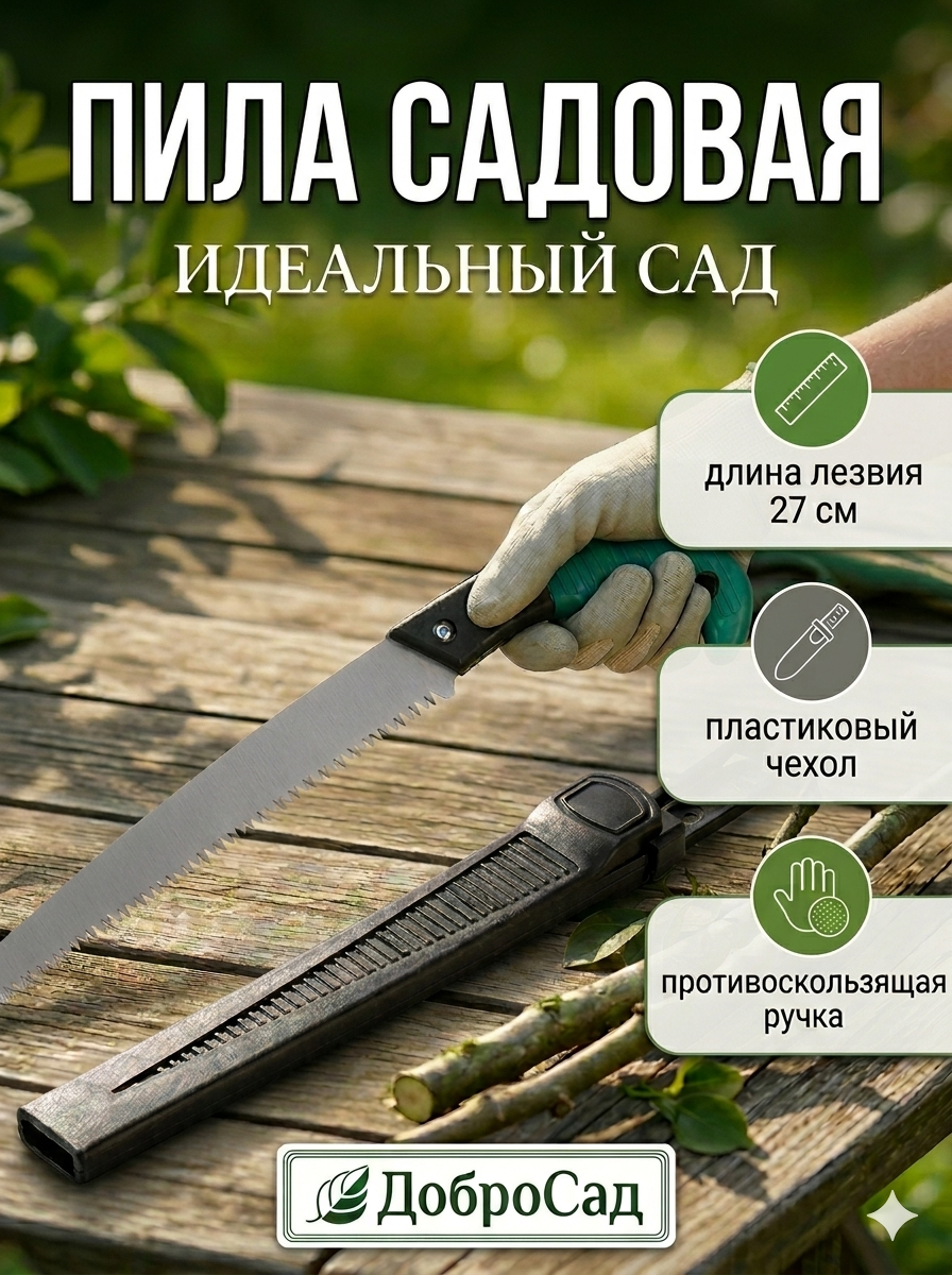 Пила садовая «Идеальный сад», лезвие 27см, с чехлом, удобная и надежная