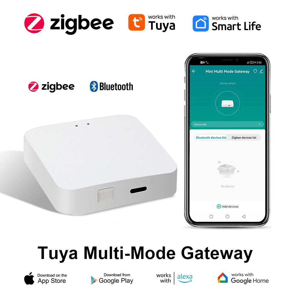 Умный беспроводной шлюз Zigbee, хаб zigbee3.0 + BLE5.0, Tuya SmartLife