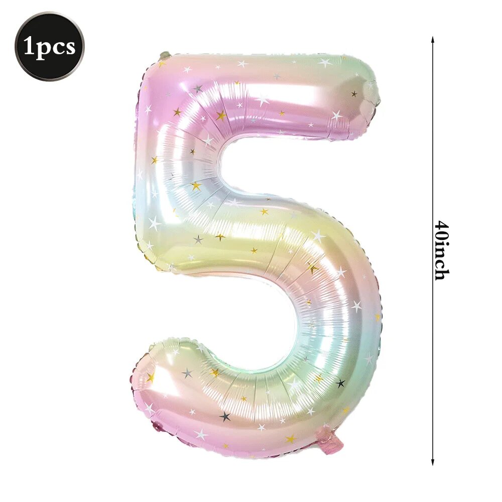 Воздушные шары с единорогом EsenTroye 1pc Number 5 Balloon