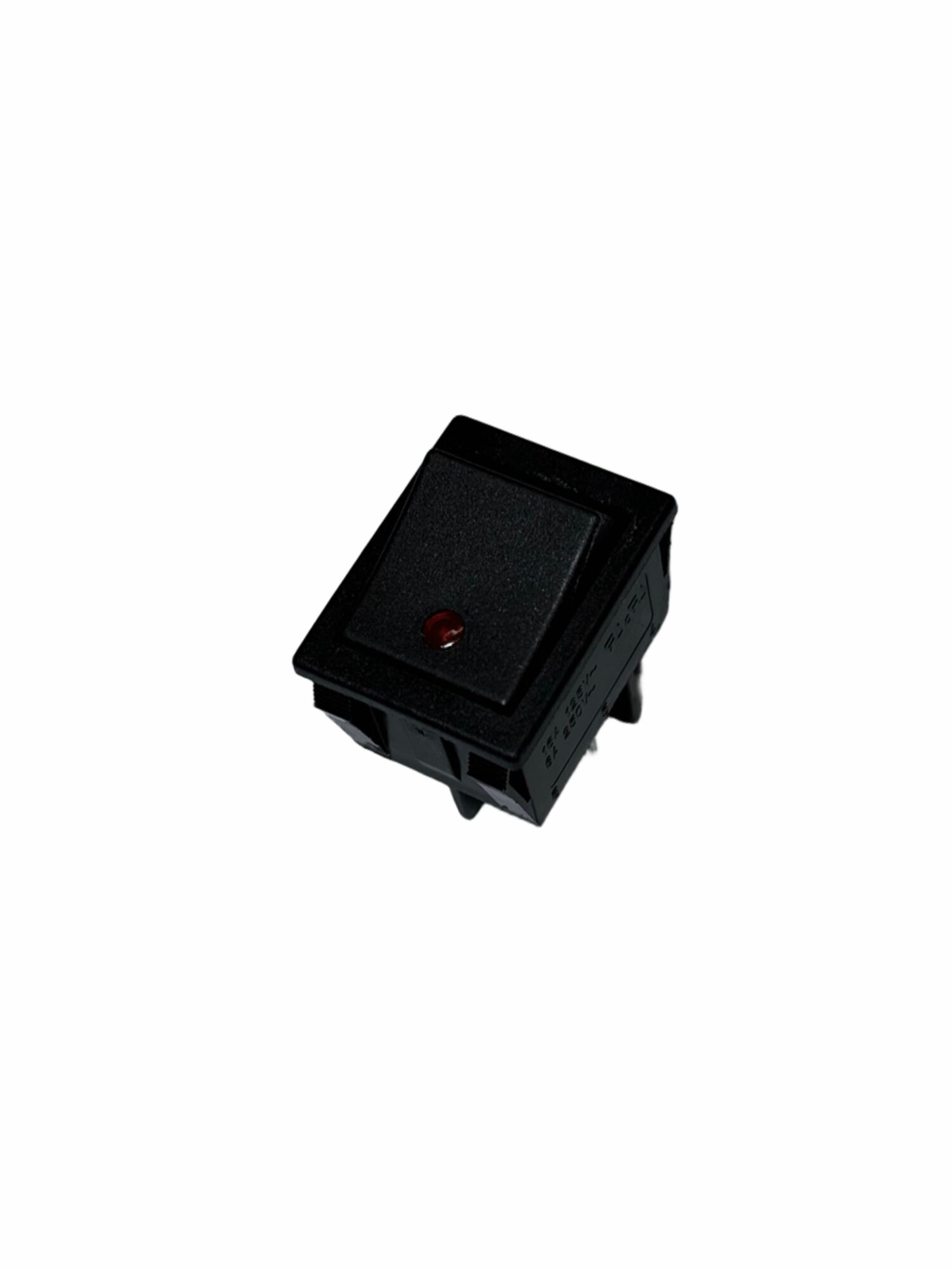 Клавишный переключатель RLEIL RL2, выключатель / тумблер 16A, 250V, прямоугольный, кнопка RL2-321/N-D(RE)-0-BK-PS(S), 22 х 28 мм, черный