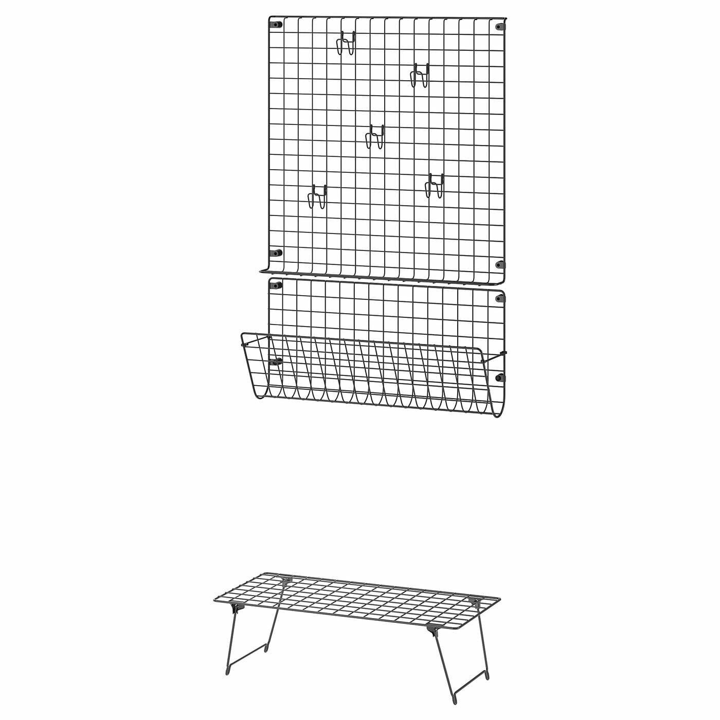 Обувница ikea grejig мебель для прихожей, набор 3 шт, серый 096.179.94