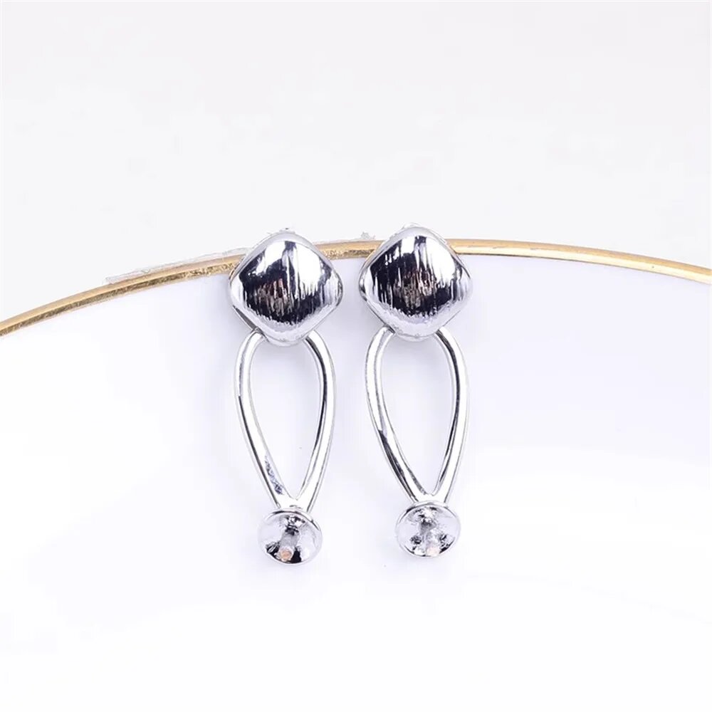 Сережки-гвоздики с заготовкой для жемчуга 14К золотистого цвета FIT 7-11MM, Silver 1Pair