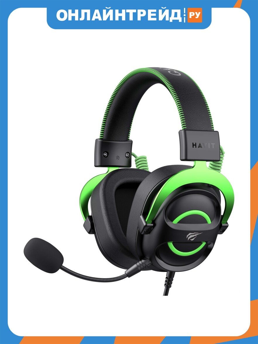 Игровые наушники Havit H2002E проводные зеленый (H2002Eg)