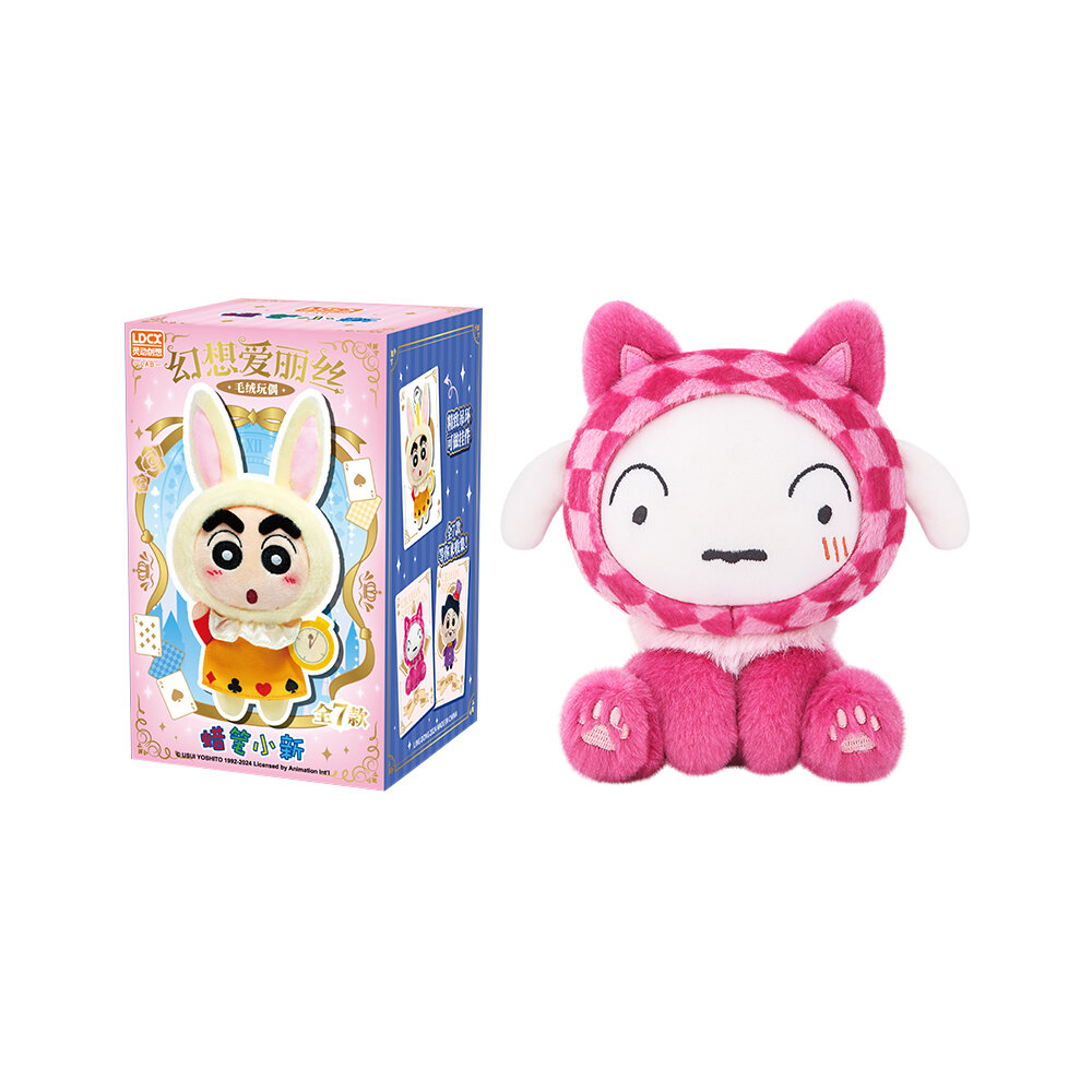 Плюшевая игрушка унисекс Spiritual Creations x Crayon Shinchan Shiro "Приключения Алисы в Стране чудес", Single Mystery Box (Random Pick)