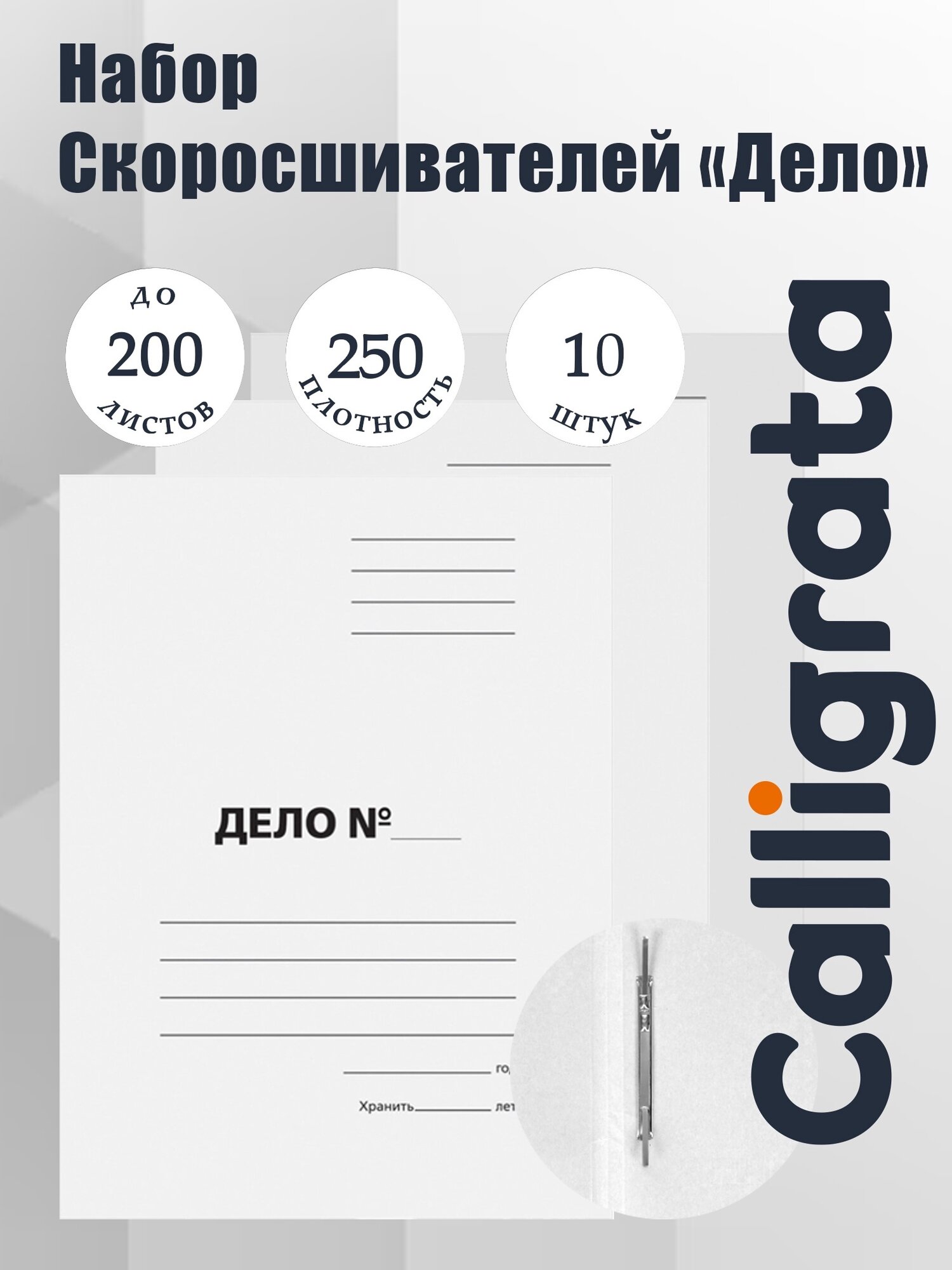 Набор папок скоросшивателей Calligrata «Дело» 250 г/м², картон немелованный, до 200 листов, 10 штук