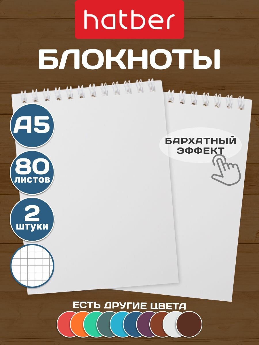 Блокнот 2 штуки 80 листов А5 в клетку на пружине