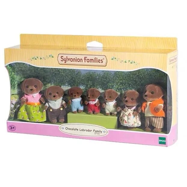 Sylvanian Families Набор семьи Chocolate Labrador Family, 6 фигурок, высота 8 см, пластик