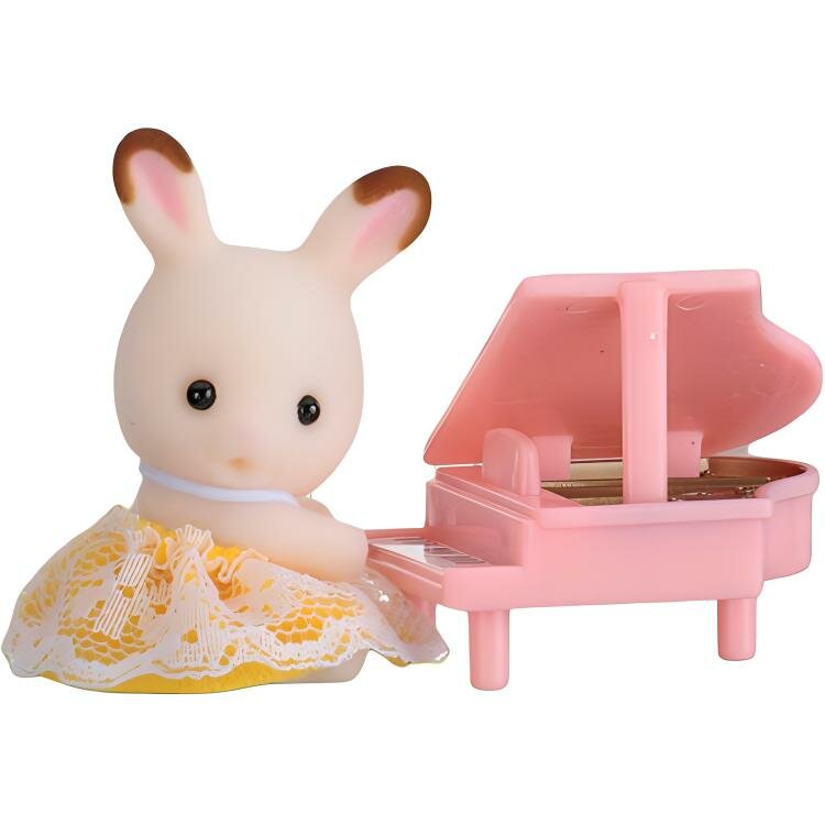 Плюшевая кукла унисекс Sylvanian Families Шоколадные Кролики с Пианино, Portable Set-Chocolates Rabbit Baby and Piano