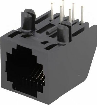 TE Connectivity 5555165-1 Разъем RJ12, гнездо, PIN 6, Кат 3, со стопором панели, позолота, 1шт