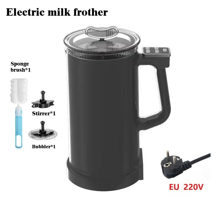 Электрический вспениватель молока R auge e 4 в 1 Черный, Black EU Plug