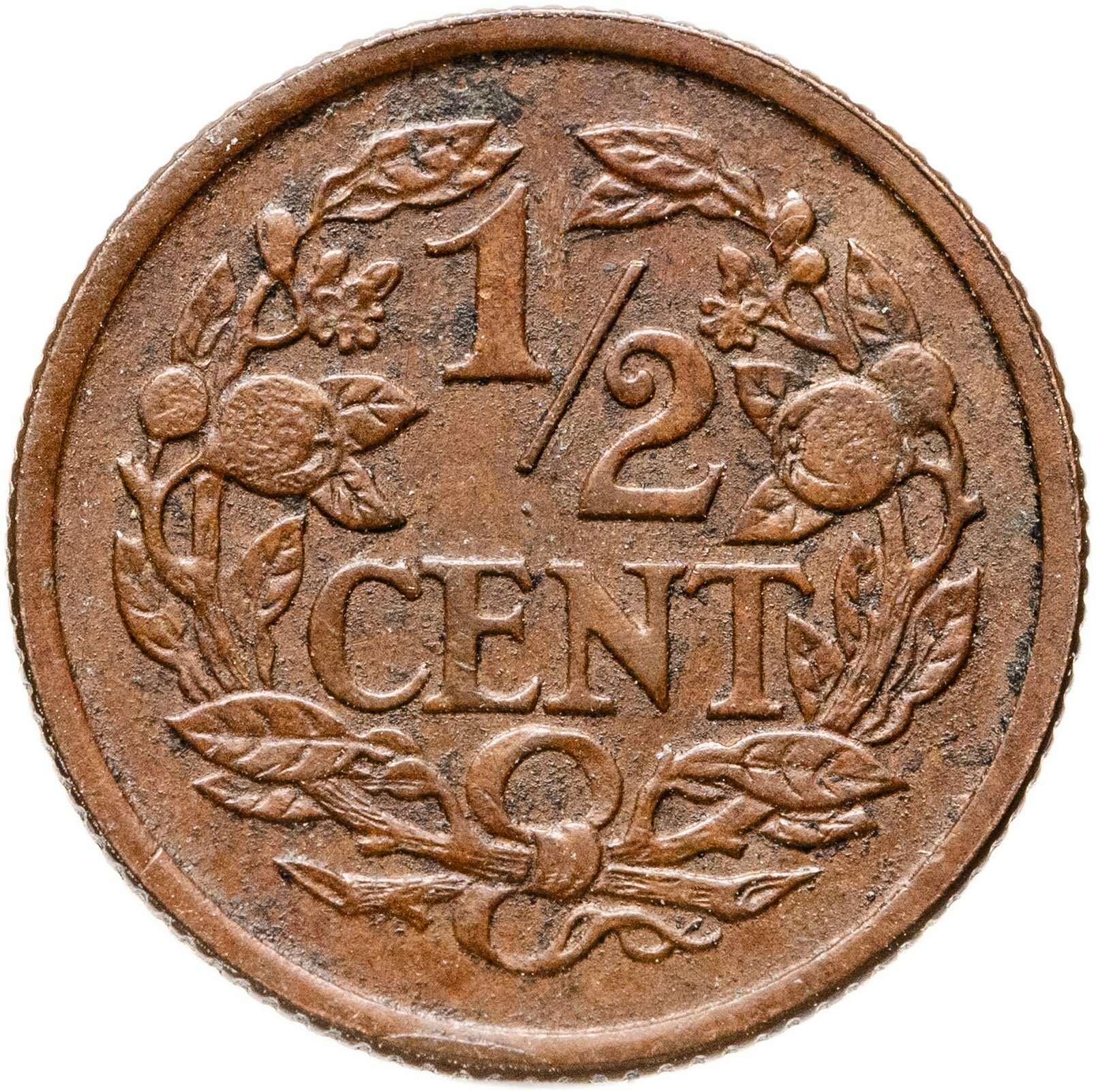 Нидерланды 1/2 цента cent 1934, Бронза, в сохранности XF