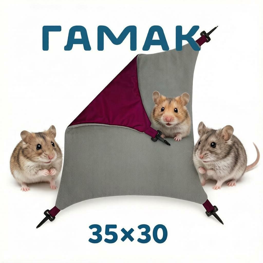Гамак OSSO, для грызунов, размер 30*35 (бордо), мягкий из флиса