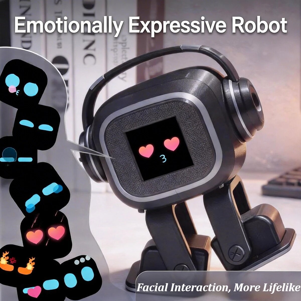 Робот EMO AI | Умная игрушка-чатбот, эмоциональное взаимодействие, пение и Portuguese, Шампанское — фото 1