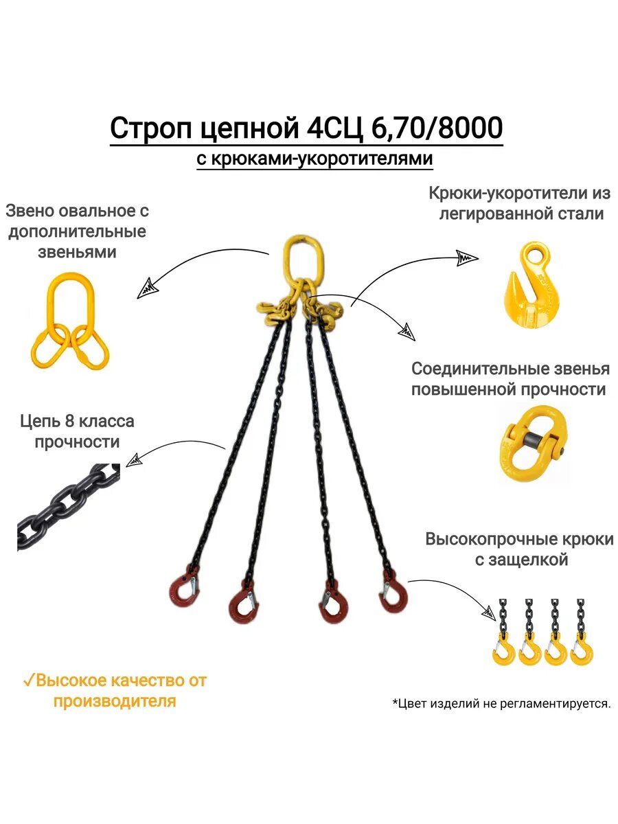Строп цепной четырехветвевой КанТраст, 4СЦ с укоротителями, 6,7 т, 8 м