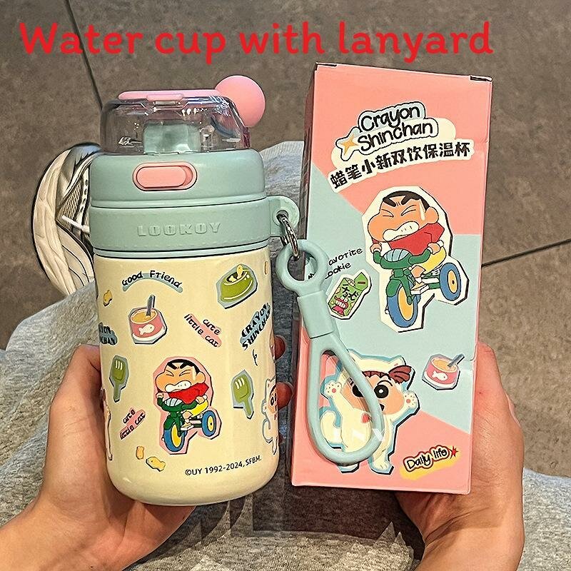 Crayon shinchan character steel water bottle with large capacity for children and teens blue