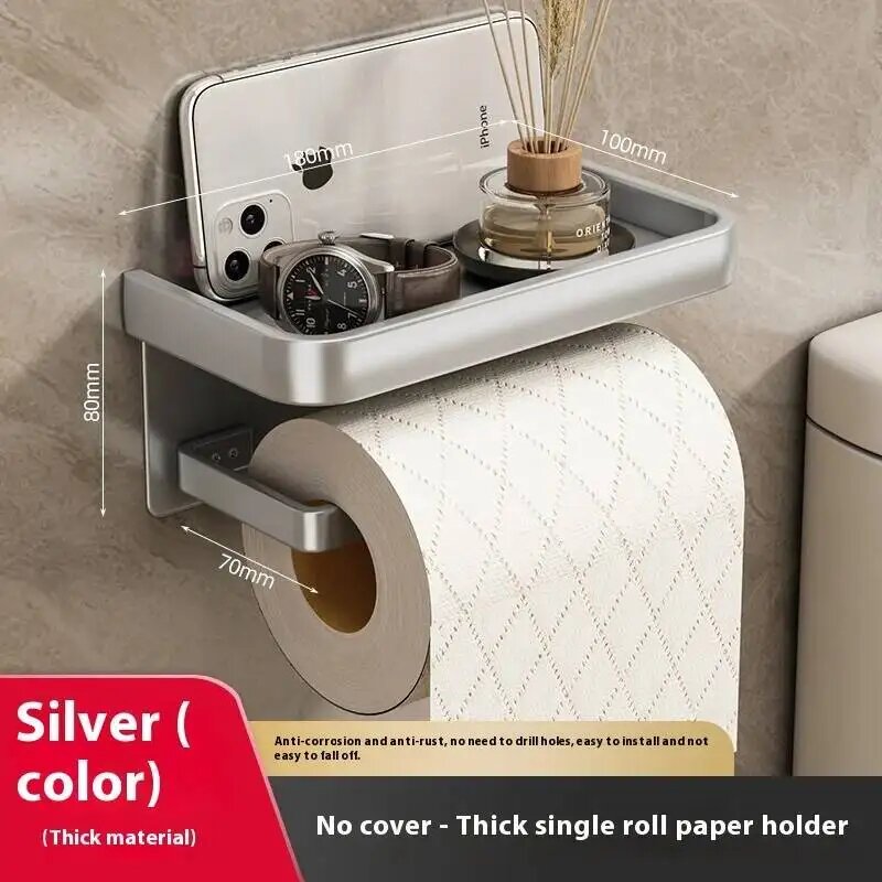 Держатель туалетной бумаги с полкой Silver2