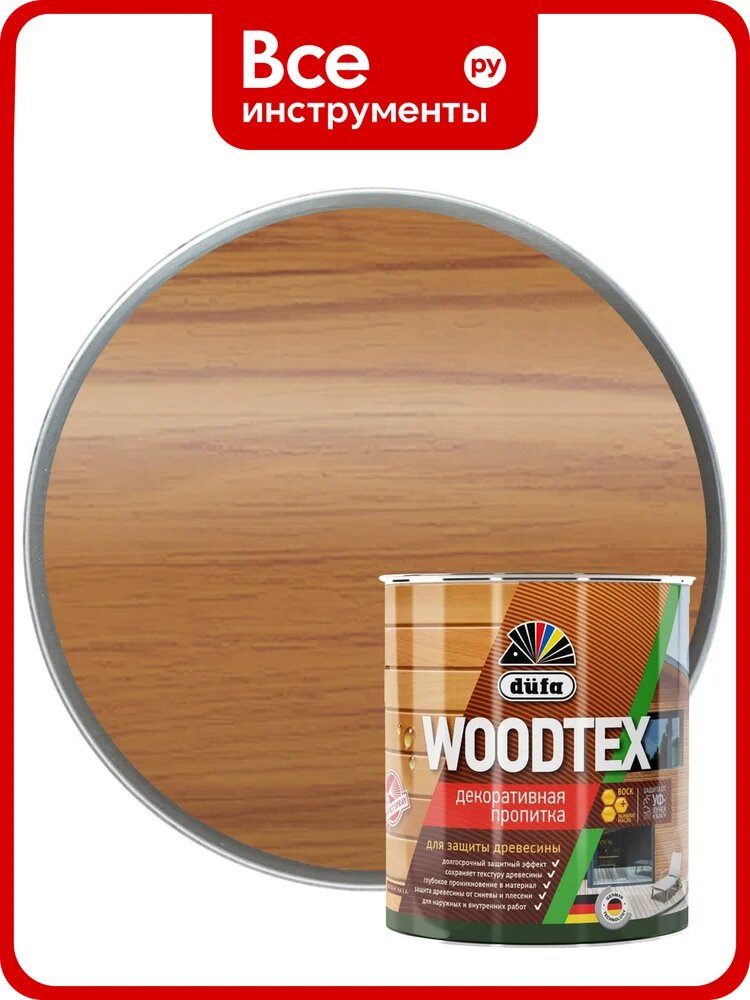 Пропитка Dufa Wood Tex Н0000006086, алкидная, тик, для внутренних и наружных работ, 0,9 л